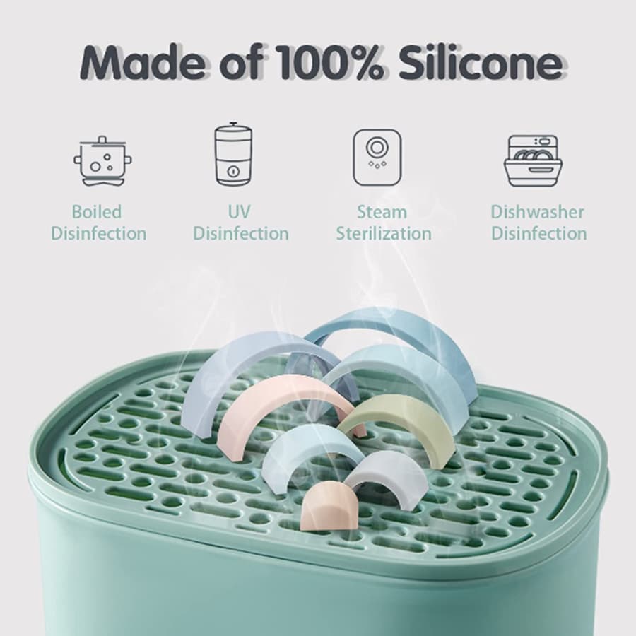 Silicone Rainbow Stacking Toy Color Sorting Toys 8 Pcs Stacking Game ...