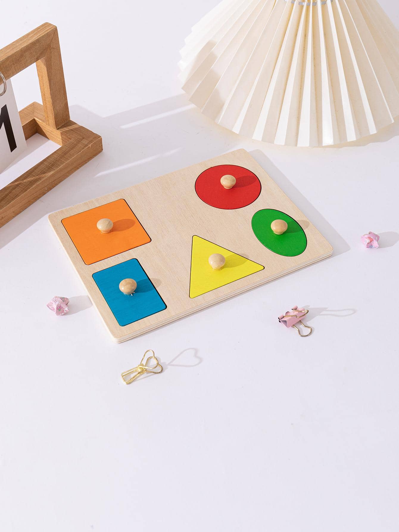 5-Hole Geometric Shape Puzzle Board With Gripping Handle, Early ...