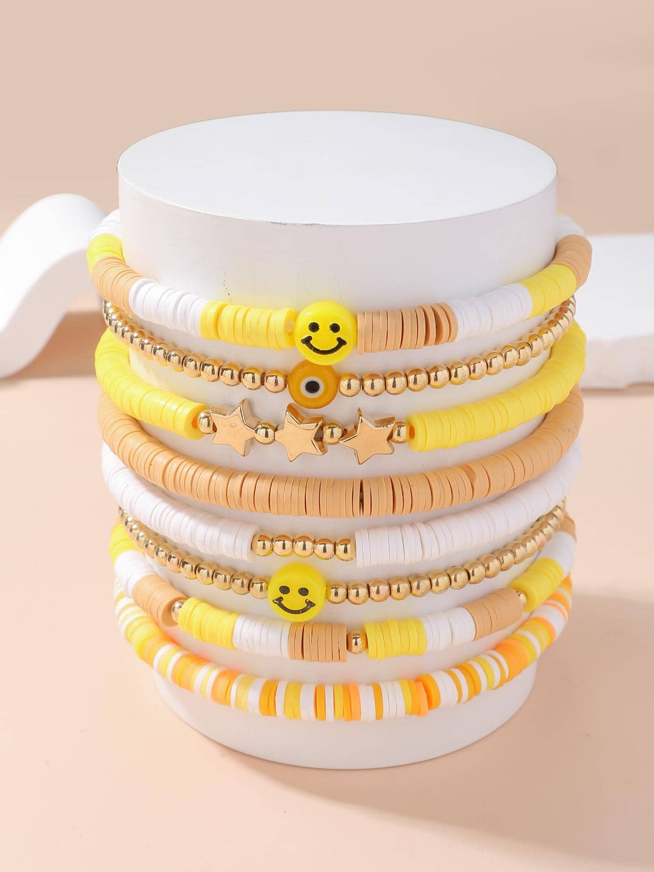 8pcs/set Expression Detail Beaded Bracelet | SHEIN USA