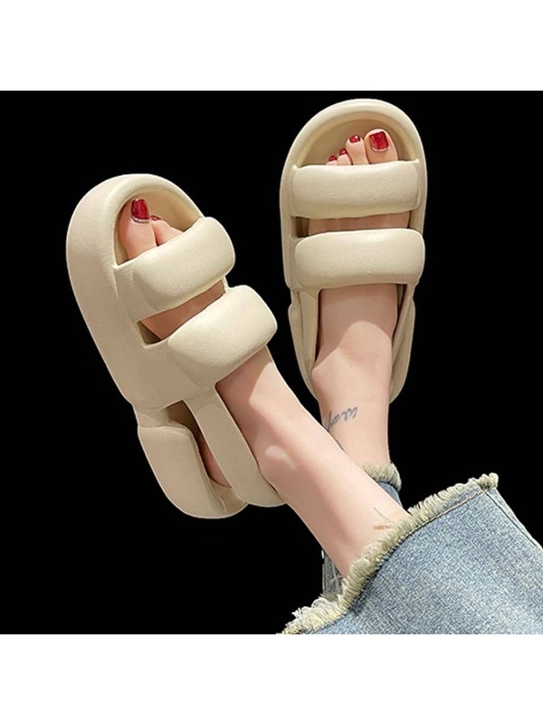 Mujer Chanclas minimalista con tira doble guay beige EVA | Moda de ...