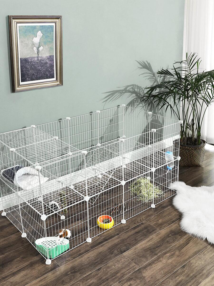 SONGMICS Pet Playpen, Small Animal Playpen, Two-Story Pet Premium Villa ...