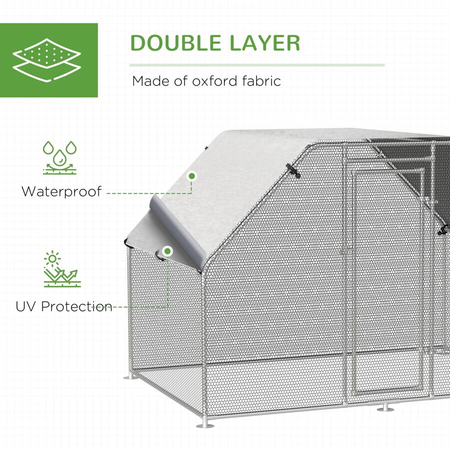 PawHut 6' Metal Chicken Coop Run with Roof, Walk-In Chicken Coop Fence ...