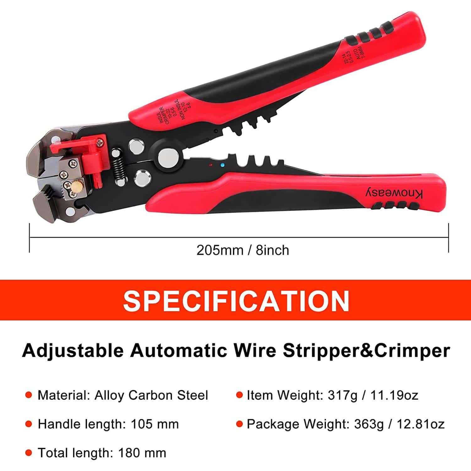 Knoweasy 8-Inch Wire Stripping Tool: Multifunctional Wire Stripping ...