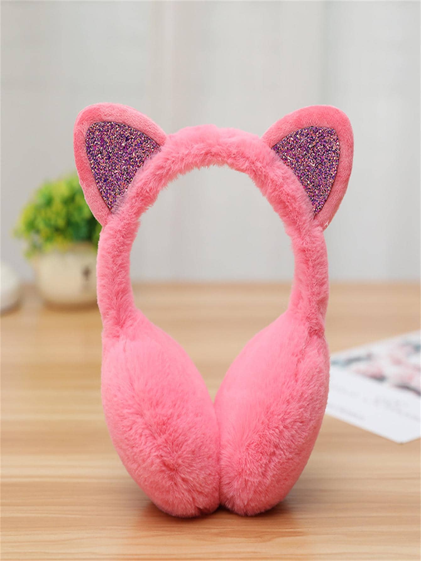 Glitter Detail Ear Decor Fluffy Earmuffs | SHEIN USA