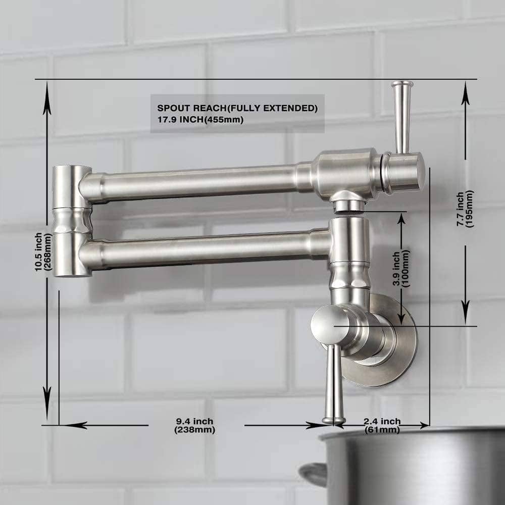 JZBRAIN Pot Filler Faucet Wall Mount Stainless Steel Commercial Pot ...