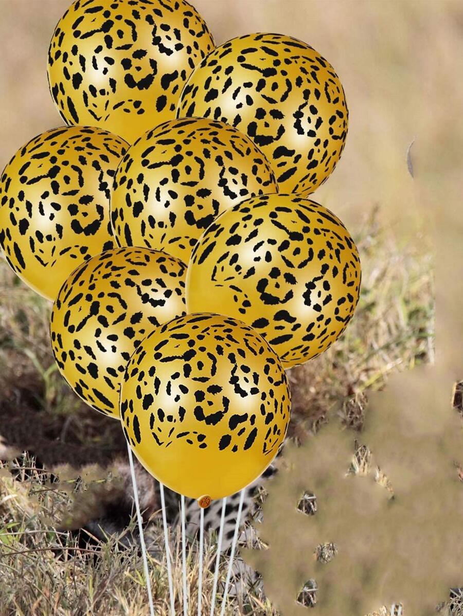 16Pcs Cheetah Leopard Print Balloons Set With Balloons Roll Ribbon For ...