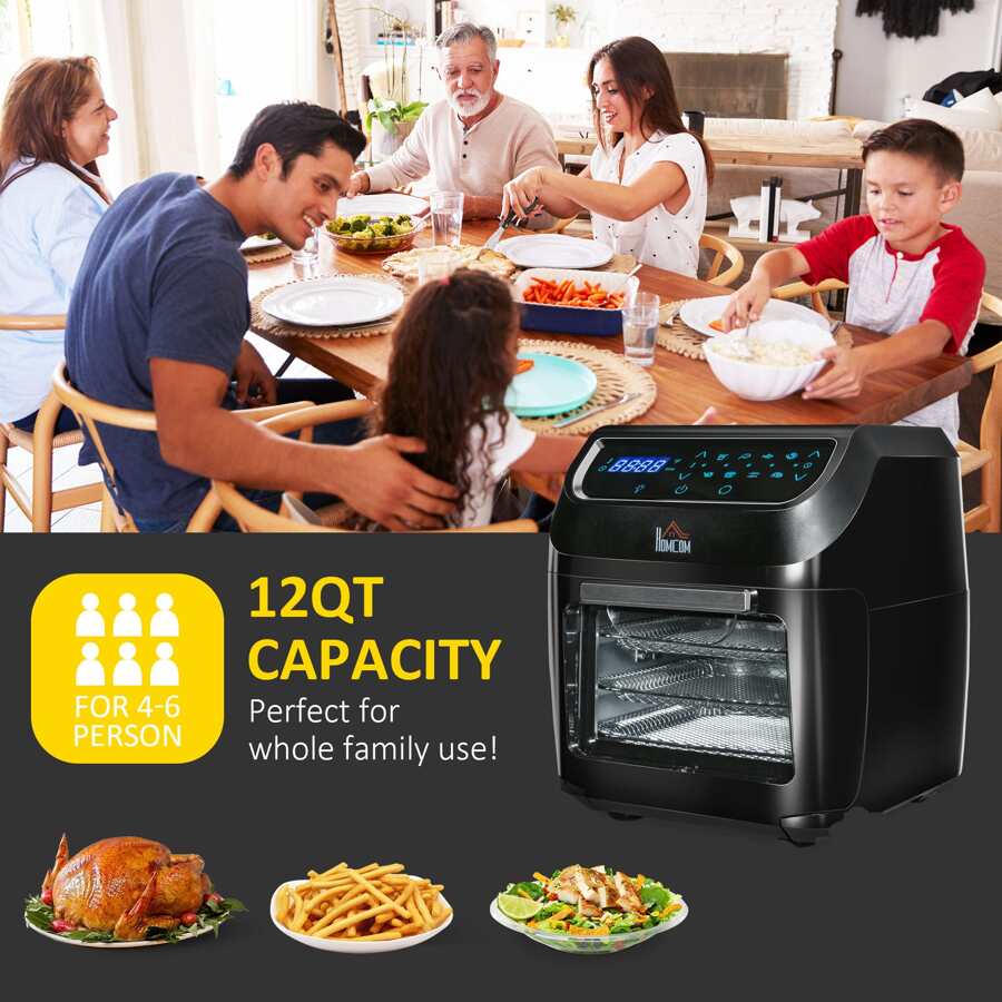 HOMCOM 12 QT Air Fry Oven, 8 In 1 Countertop Oven Combo With Air Fry ...