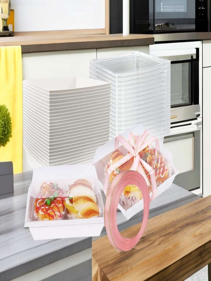 50 Pack Square Sandwich Box Sushi Containers with Clear Lids Hot Dog ...