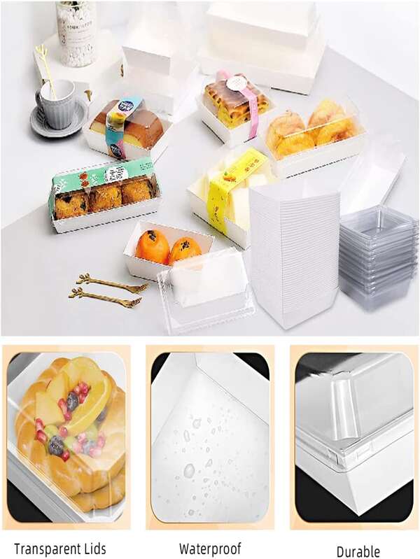 50 Pack Square Sandwich Box Sushi Containers with Clear Lids Hot Dog ...
