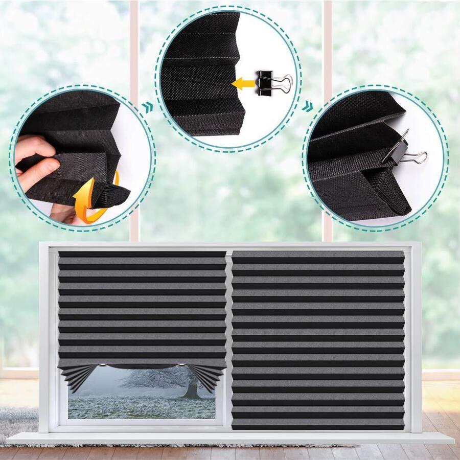 LUCKUP Blackout Temporary Blinds Cordless Shades Fabric Pleated Fabric ...