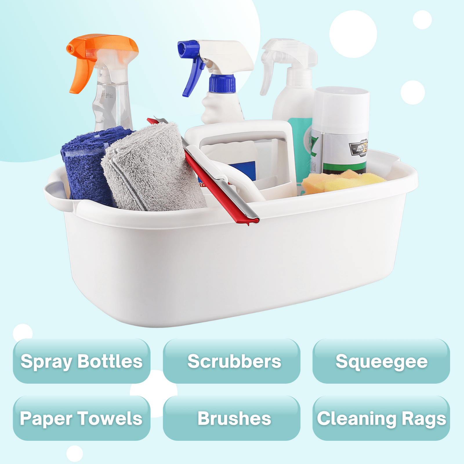 Cleaning Supplies Caddy, Cleaning Supply Organizer with Handle, Plastic ...