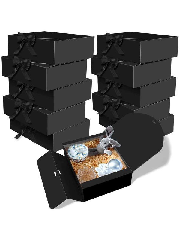 Black Gift Boxes 5 Pack, Gift Boxes With Lids For Presents, Bridesmaid ...