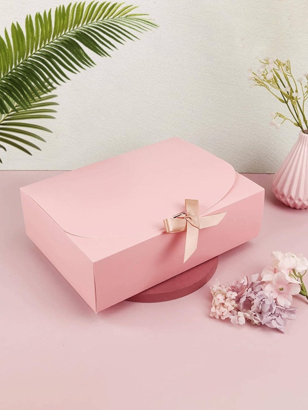 5pcs Plain Gift Wrap Box, Pink Plain Gift Packaging Box For Party ...
