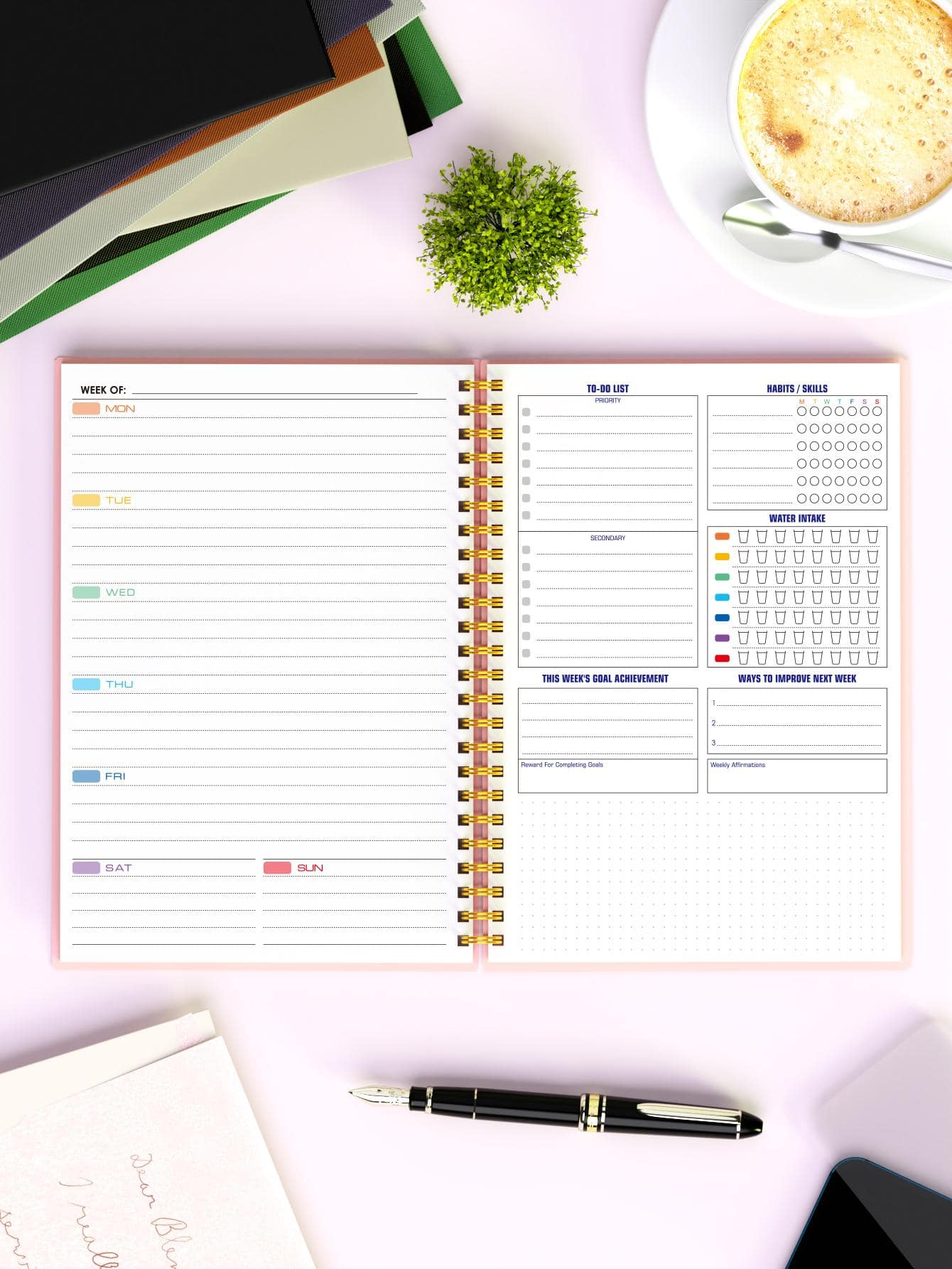 Undated Weekly Planner Notebook With To-Do List, Habit Tracker ...