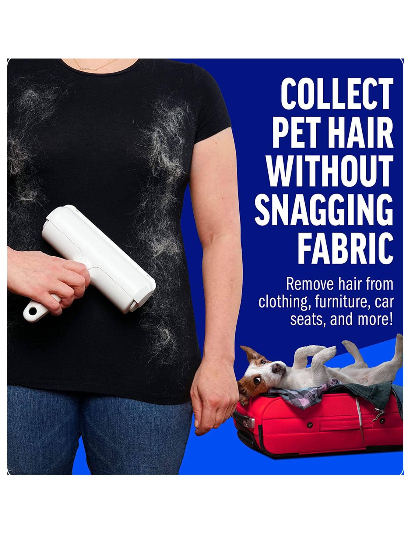 Pet Hair Remover Roller - Dog & Cat Fur Remover With Self-Cleaning Base ...