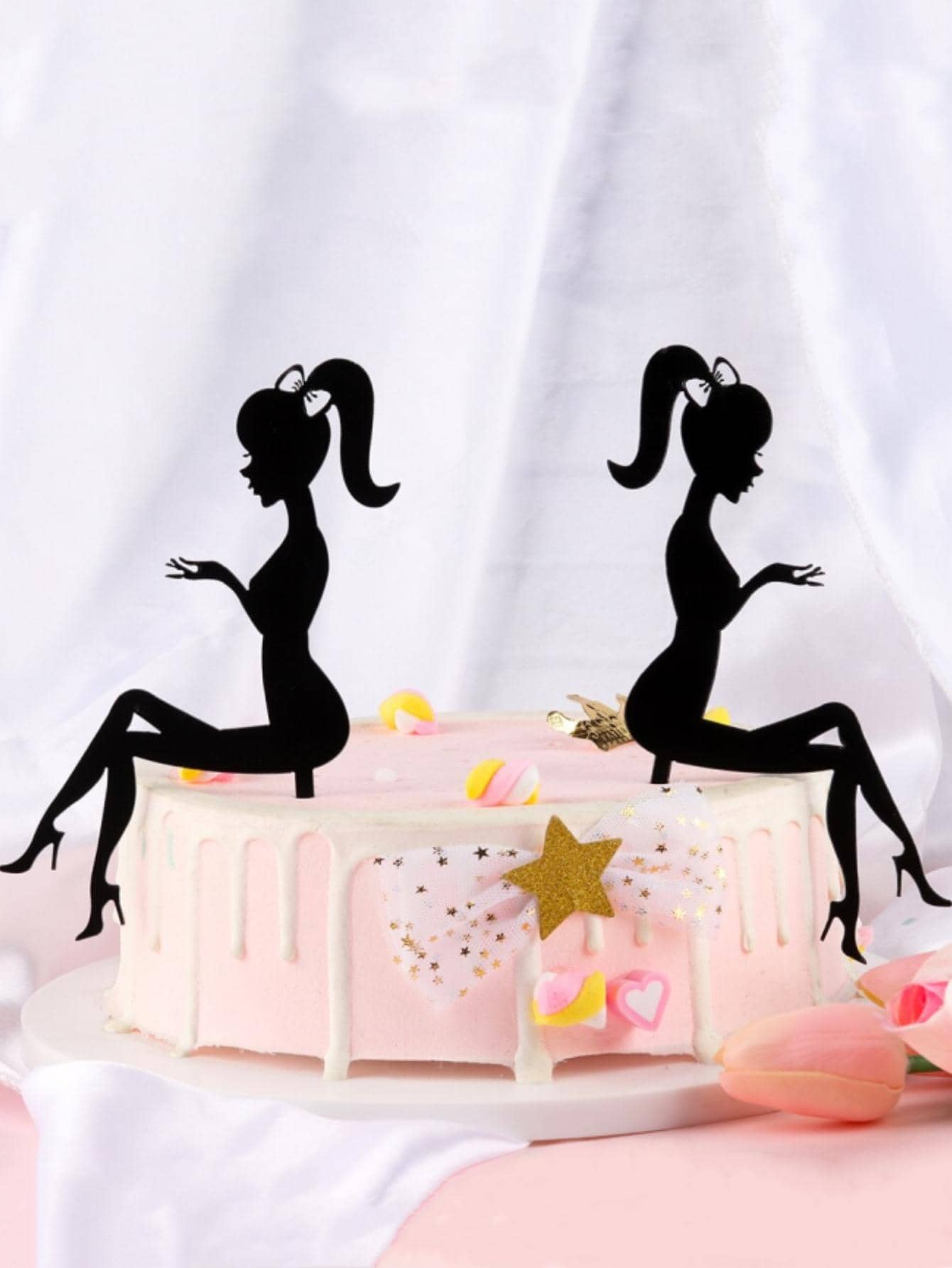 5 Pieces Acrylic Cake Topper High Heels Lady Elegant Girl Cake Toppers ...