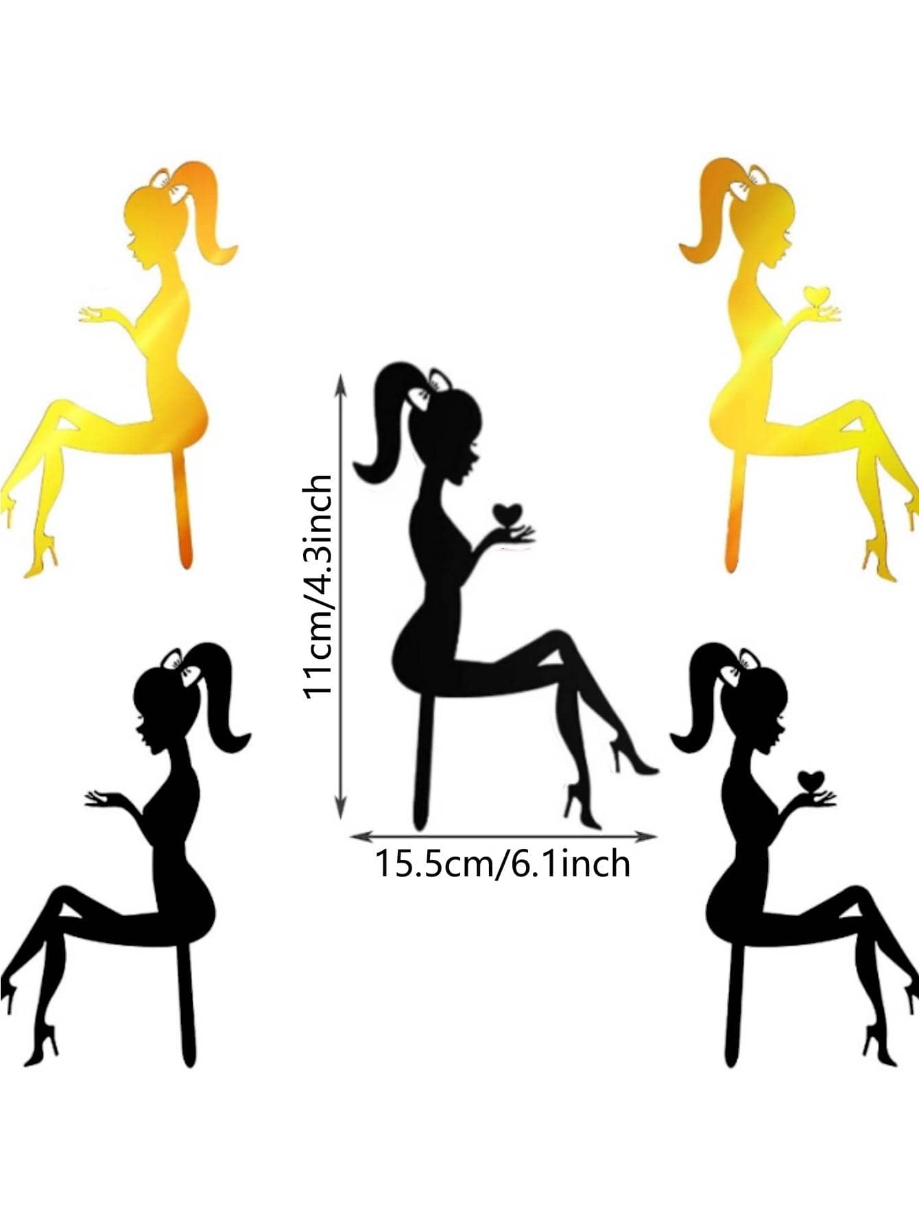 5 Pieces Acrylic Cake Topper High Heels Lady Elegant Girl Cake Toppers ...