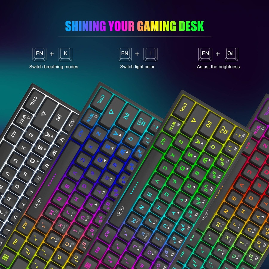 Mini 60% Gaming Keyboard, Wired RGB Backlit 61 Key Ultra-Compact ...