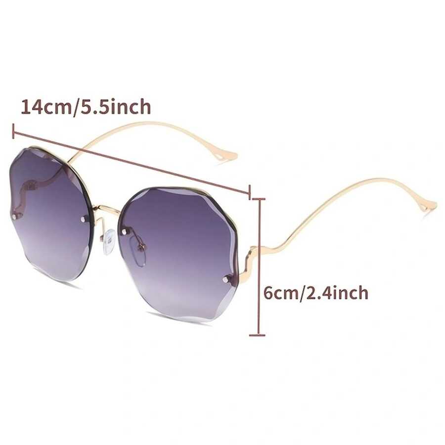 Frameless glasses Round Sunglasses Women Designer Gradient Fashion Sun ...