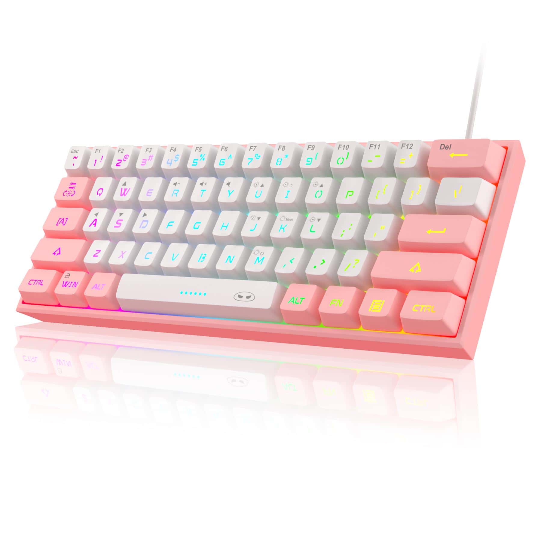 Mini 60% Gaming Keyboard, Wired RGB Backlit 61 Key Ultra-Compact ...