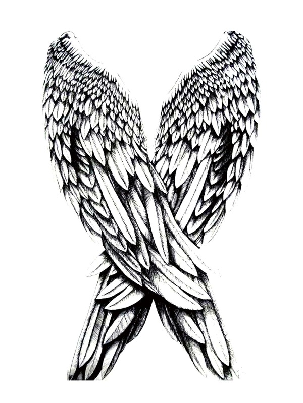 1pc Realistic Feather Wing Design Line Drawing Temporary Tattoo Sticker ...