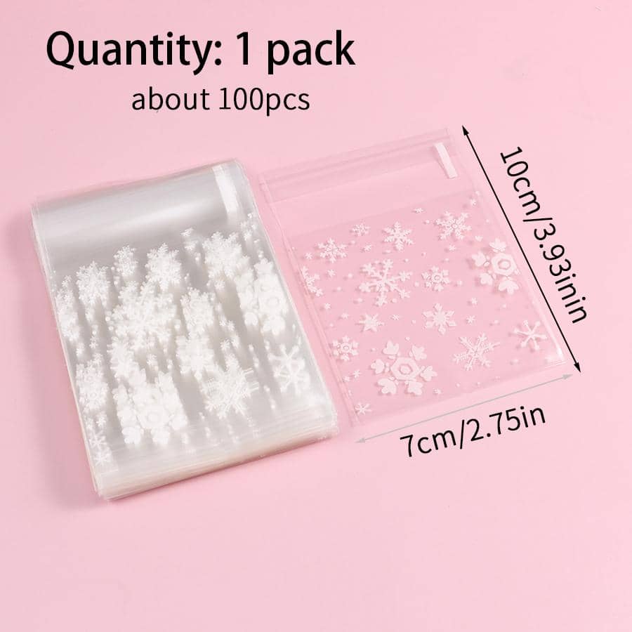 100pcs Snowflake Pattern Gift Wrapping Bag, Modern Portable Paper ...