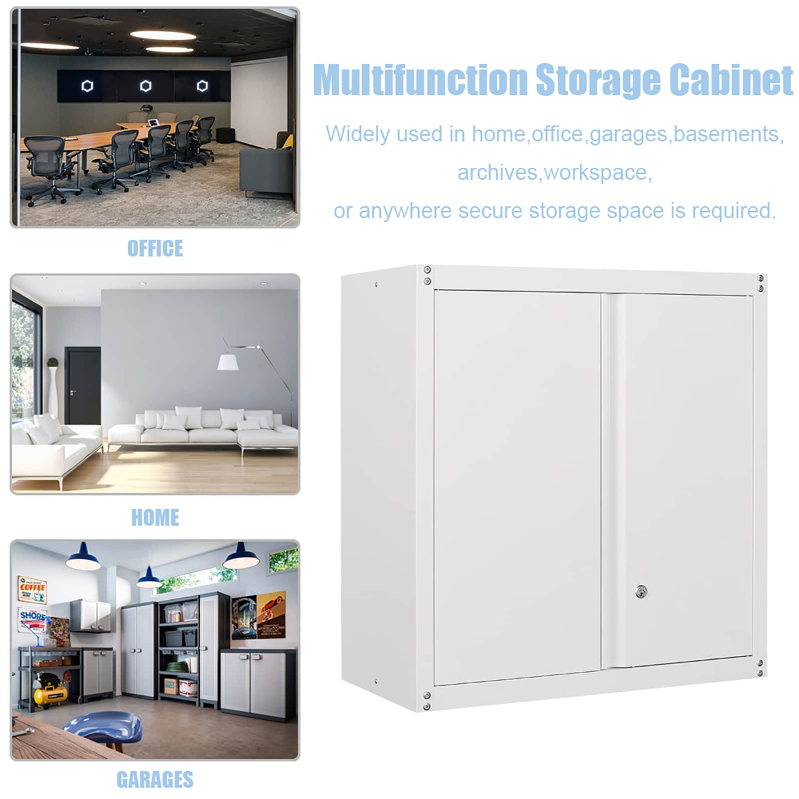 Wall Mounted Storage Cabinet,White Wall Storage Cabinet with Adjustable ...