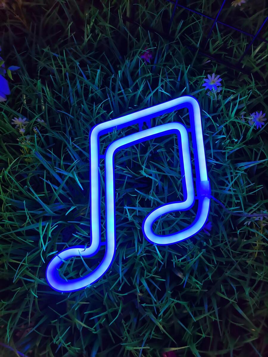 1pc PS Neon Light, Creative Musical Note Design Led Neon Light Sign For ...