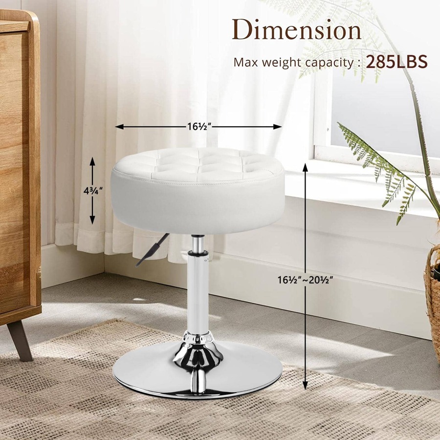 Fumahaus Round Mid-Century Tufted Adjustable Swivel Makeup Ottoman ...