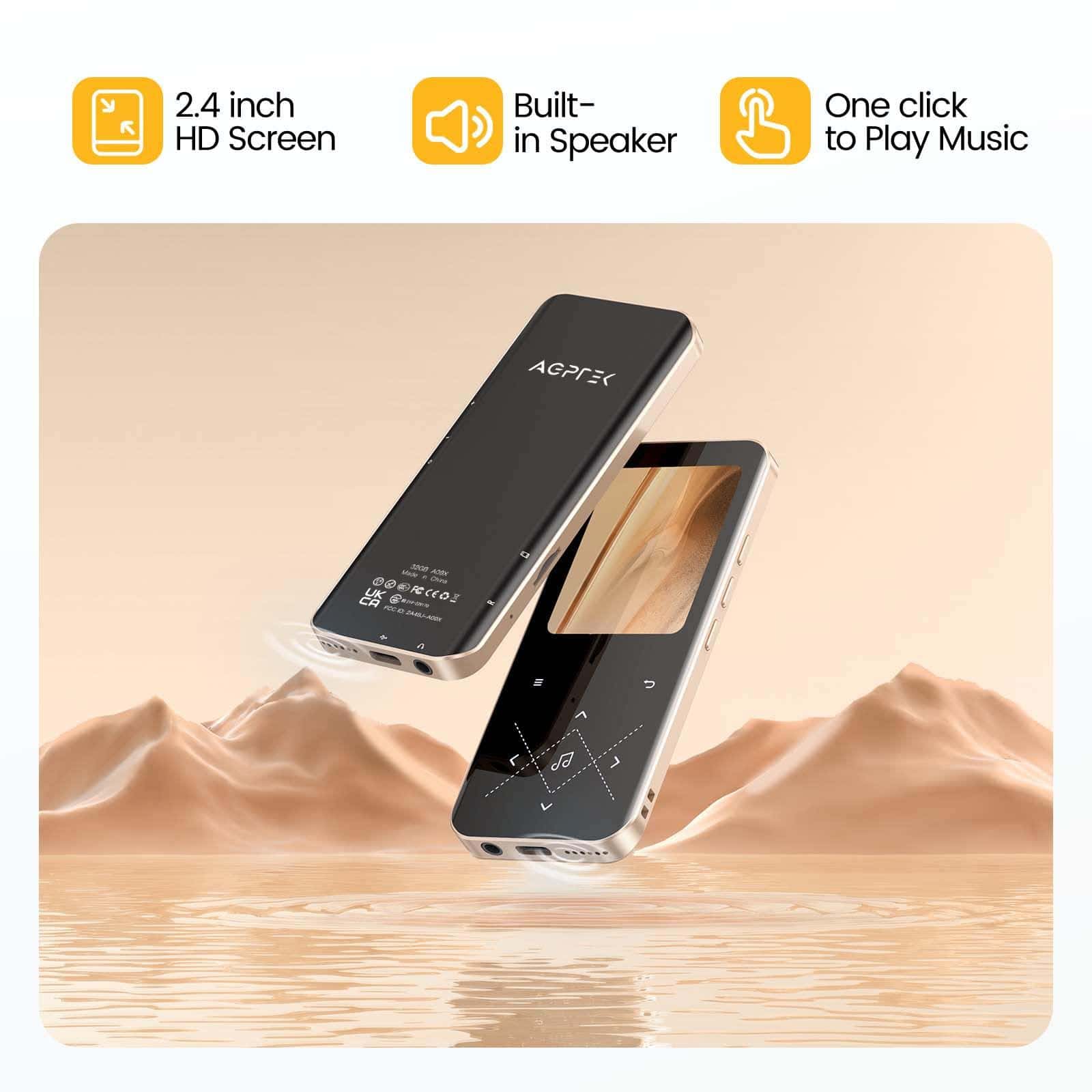 AGPTEK Direct 32GB MP3 Player With Bluetooth 5.3, A09X 2.4" Screen ...