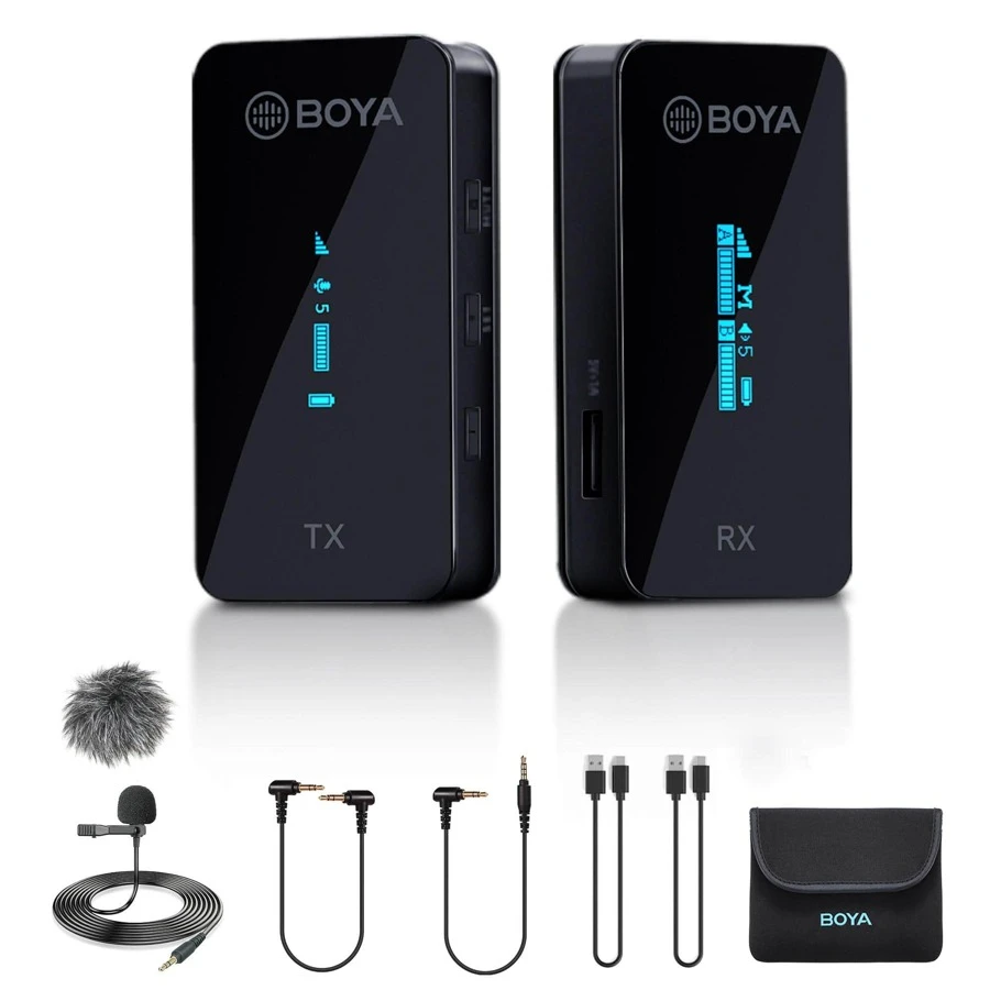 BOYA 2.4GHz Wireless Lavalier Microphone System for Phone Camera Dual ...