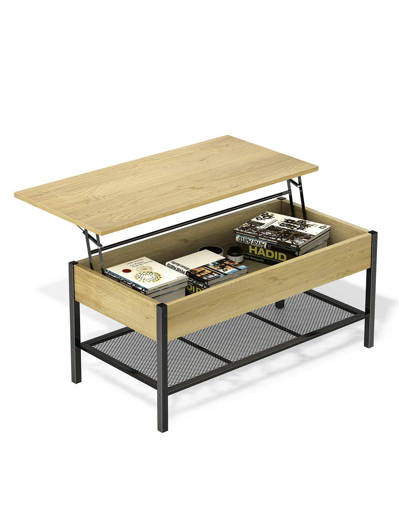 Wood Lift Top Coffee Table Living room table Living room desk with ...