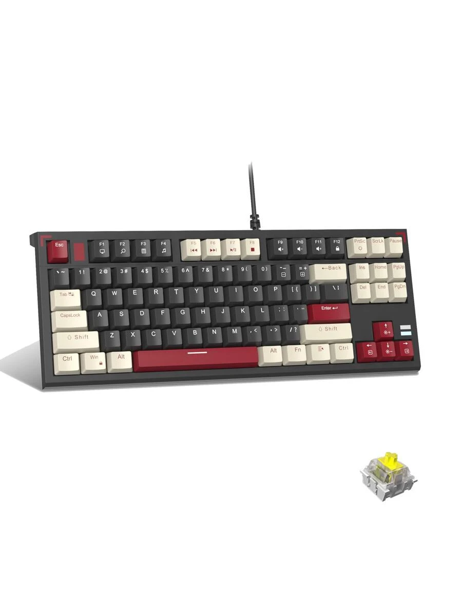 Mechanical Gaming Keyboard 87 Keys Wired Compact TKL Mechanical ...
