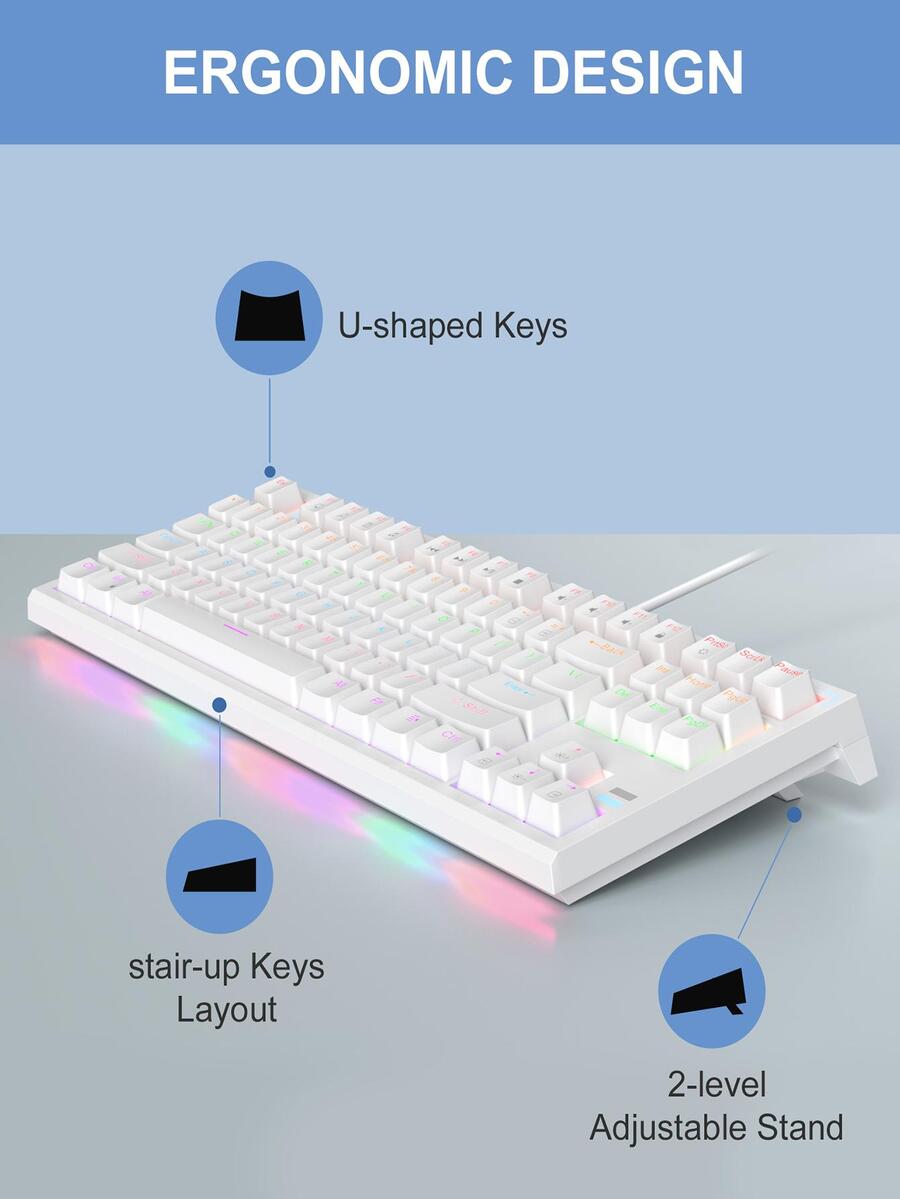 Mechanical Gaming Keyboard 87 Keys Wired Compact TKL Mechanical ...