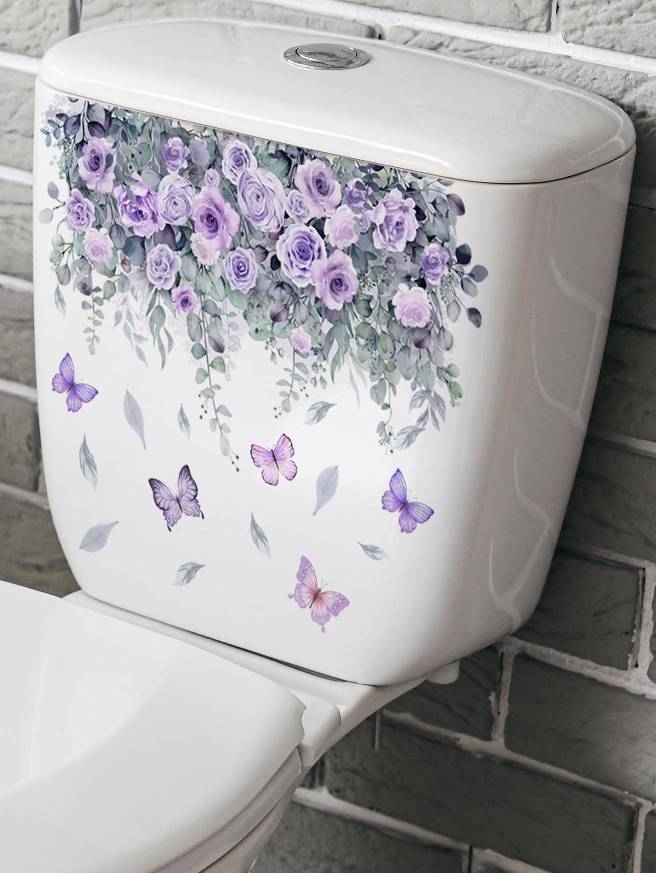 1pc PVC WC Pedestal Pan Cover Sticker, Modern Butterfly & Floral ...
