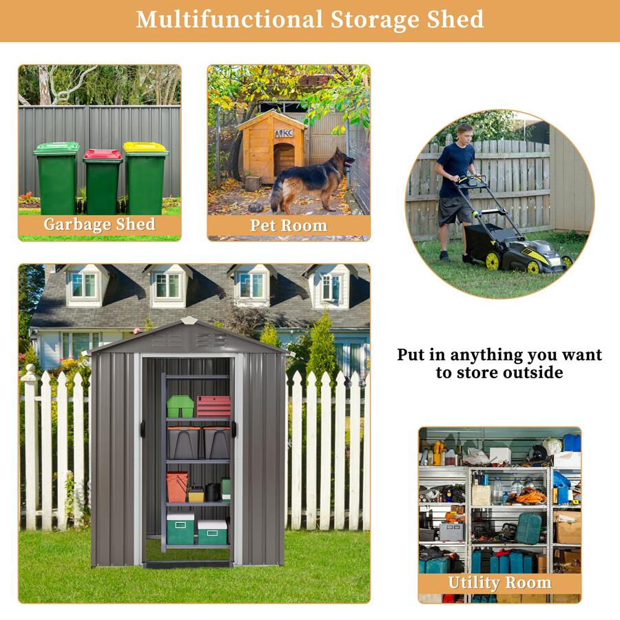 Vongrasig 5 x 3 x 6 FT Outdoor Storage Shed Clearance with Lockable ...