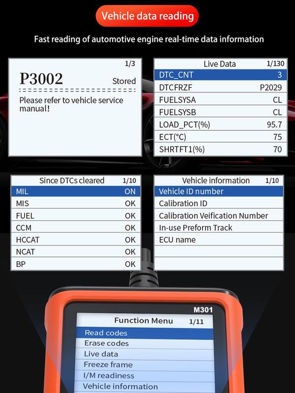 M301 Car OBD2 Scanner Code Reader Engine Fault Code Reader Scanner CAN ...