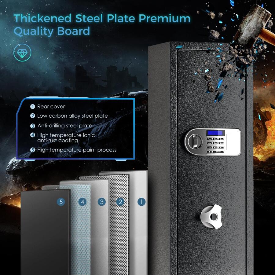 DIOSMIO 5-6 Gun Safes for Home Rifle and Pistols LCD Rifle Safe Gun ...