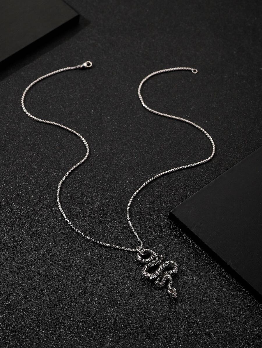 Men Snake Pendant Necklace Stainless Steel Fashion Punk Popular Jewelry ...