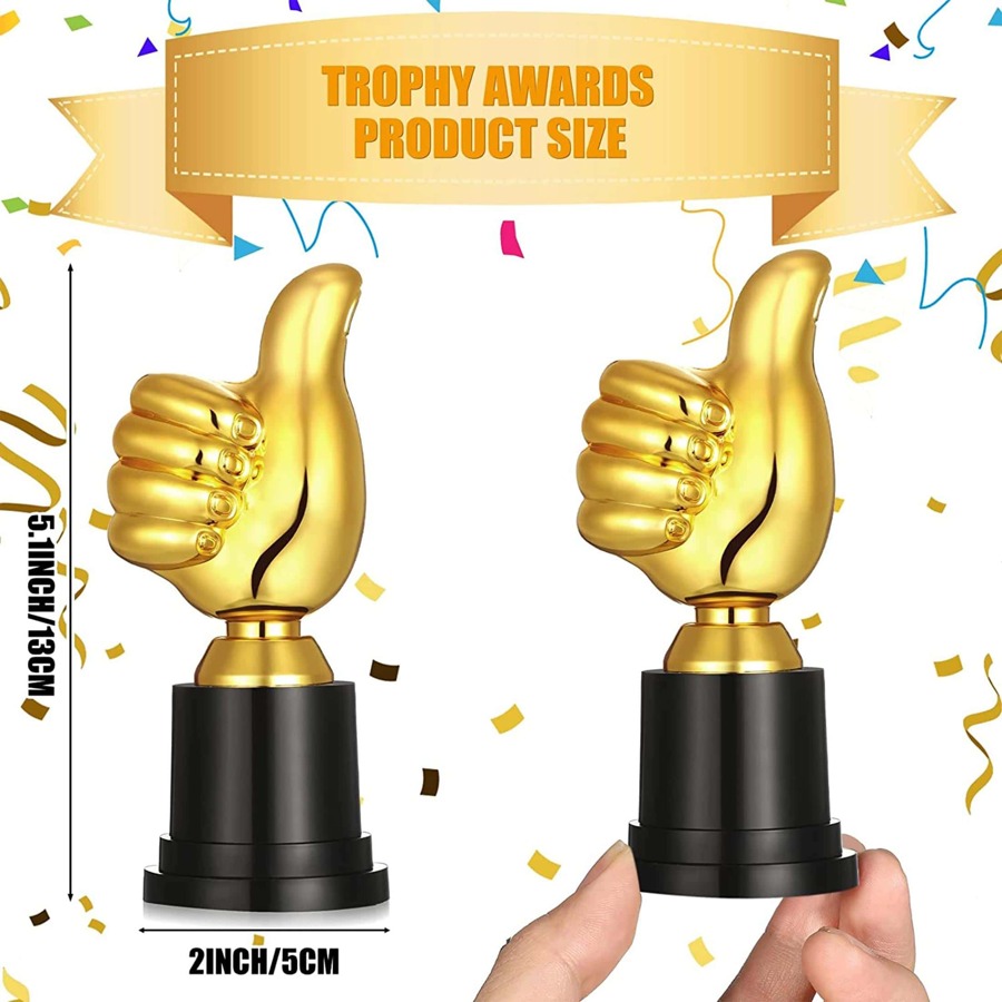 1pc 5-inch Plastic Gold Thumbs Up Trophy, Fun Trophy For Sports, School ...