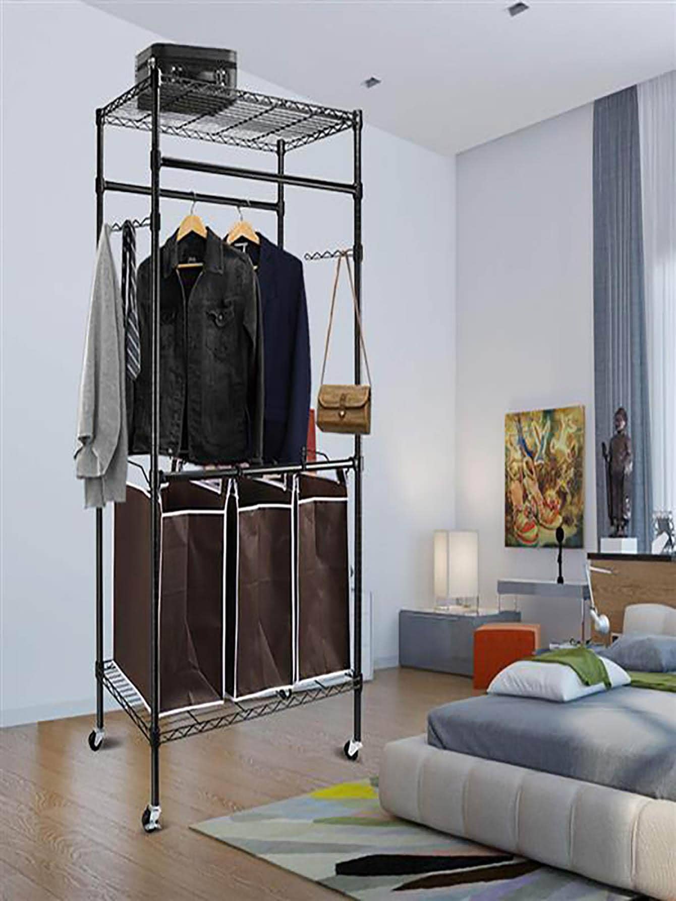 Heavy-Duty Sorting Hamper Commercial Grade Clothes Rack, Sturdy and ...