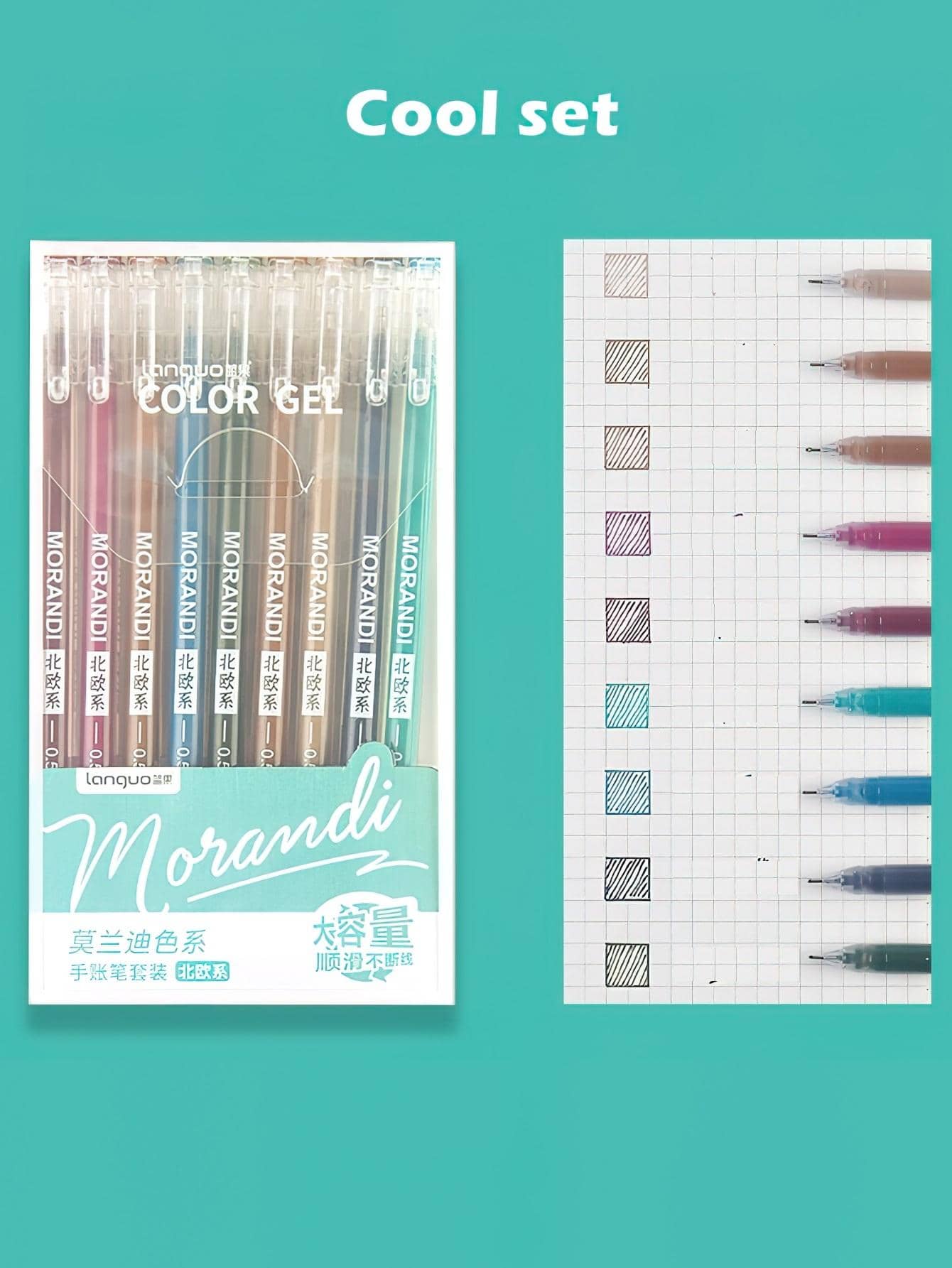 9pcs Morandi Pens Set Multi Color Gel Ink 0.5mm Ballpoint Liner Marker ...