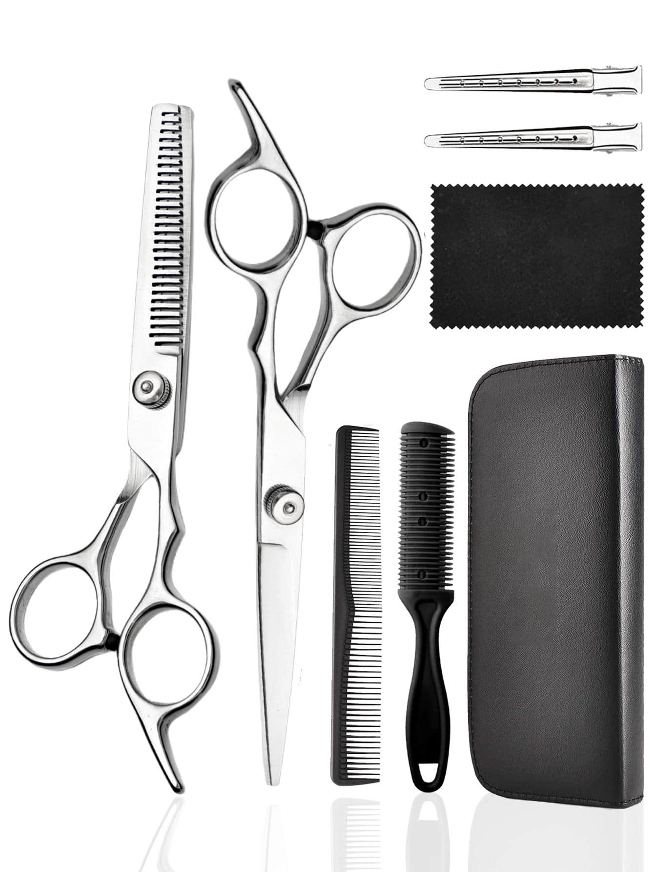 8 PCS Hair Cutting Scissors Kit, Professional Barber Shears Set With ...
