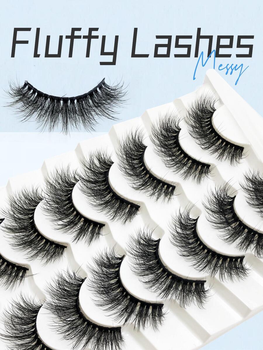 7pairs Fluffy Wispy Volume Dramatic Cross 5D Faux Mink Lashes Soft Full ...