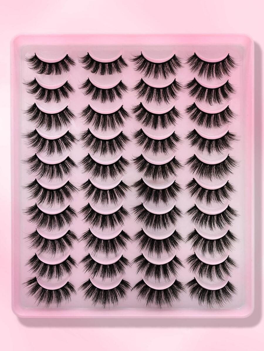 20 Pairs Of Natural & Volumized False Eyelashes Extra Long Full Strip ...