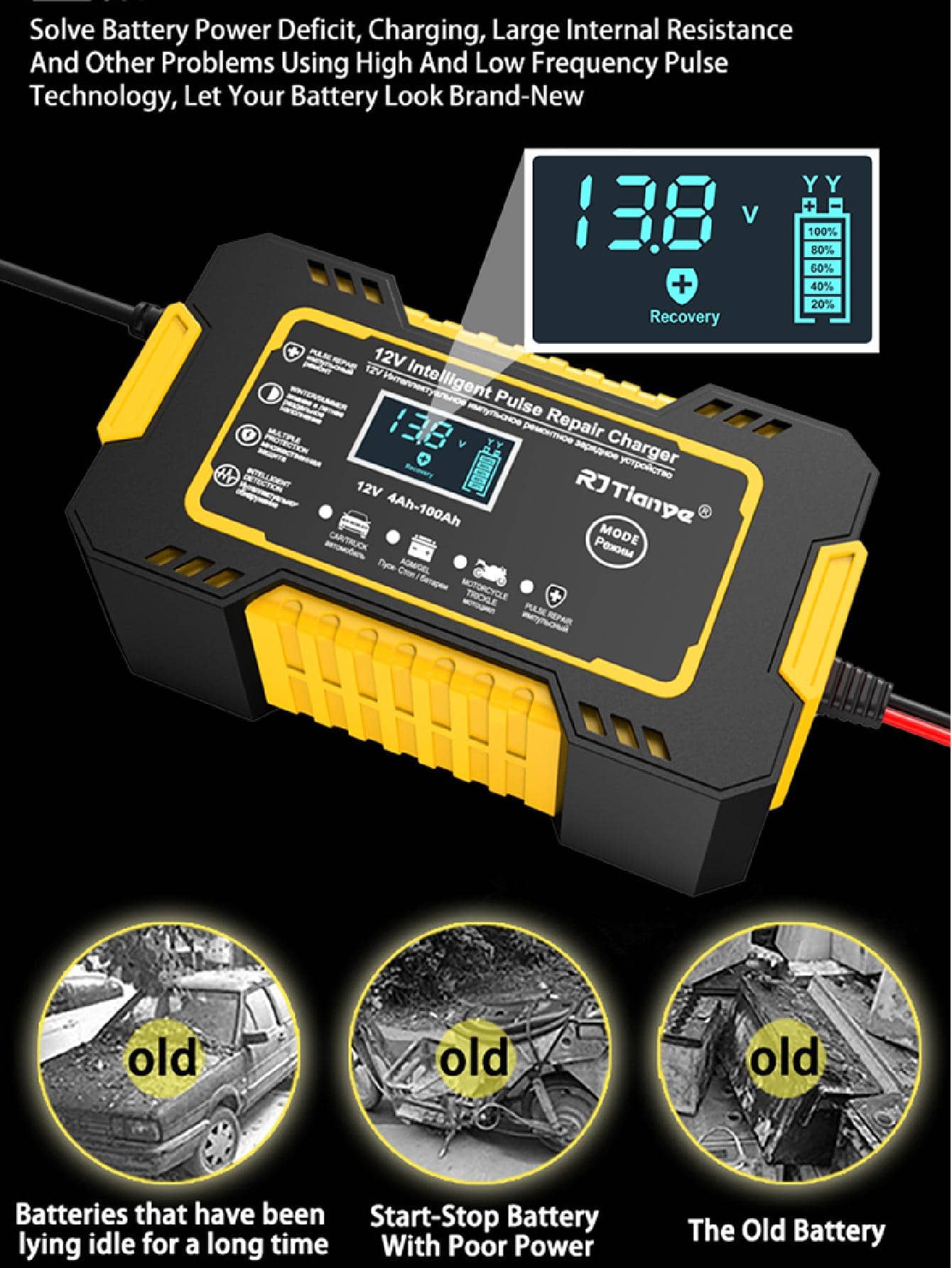 Car Battery Charger, 12V 6A Smart Battery Trickle Charger Automotive ...