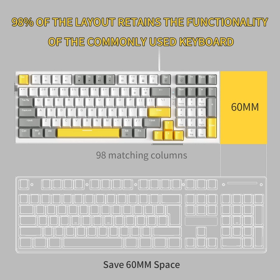 Mechanical Gaming Keyboard, Star Sky 98Keys Hotswappable Wired Gaming ...