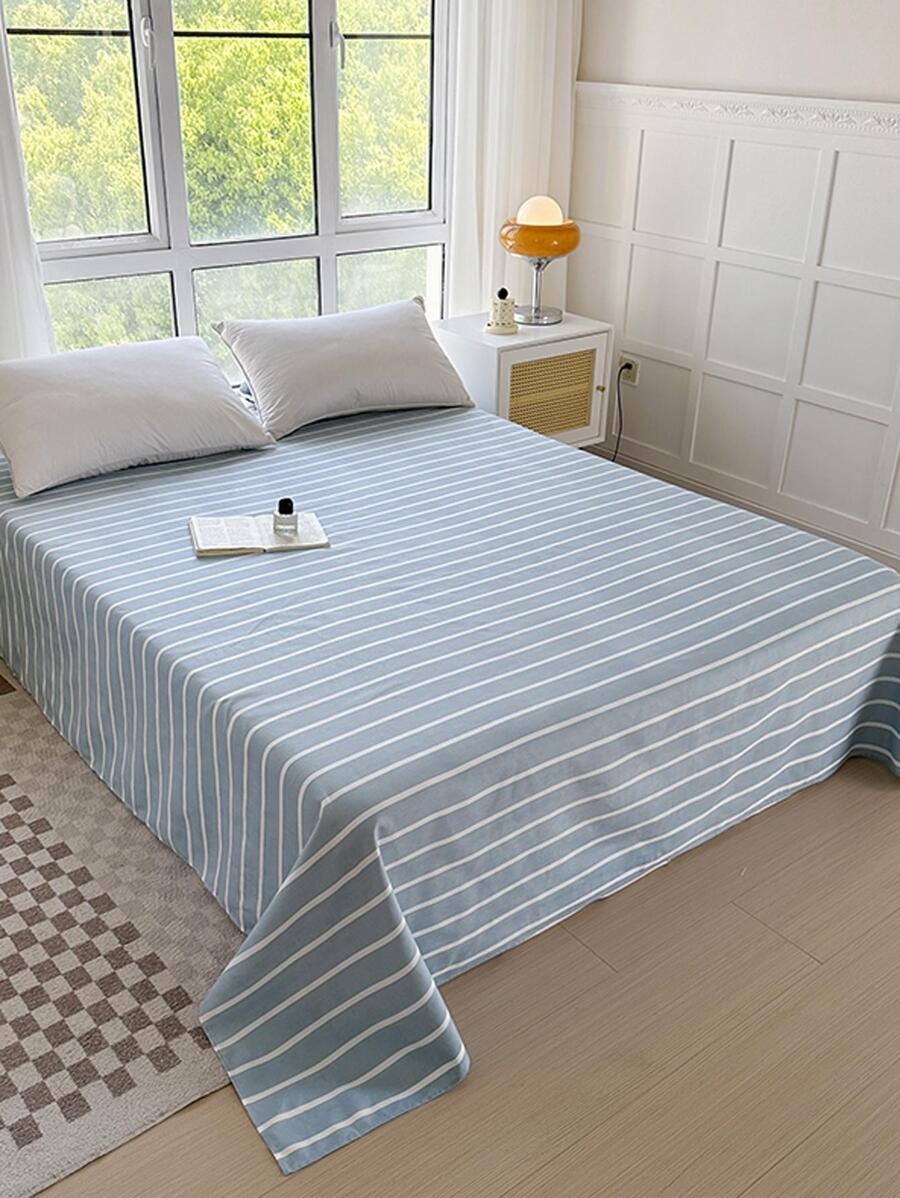 1pc Striped Pattern Flat Sheet, Minimalist Fabric Soft Bedding Flat ...