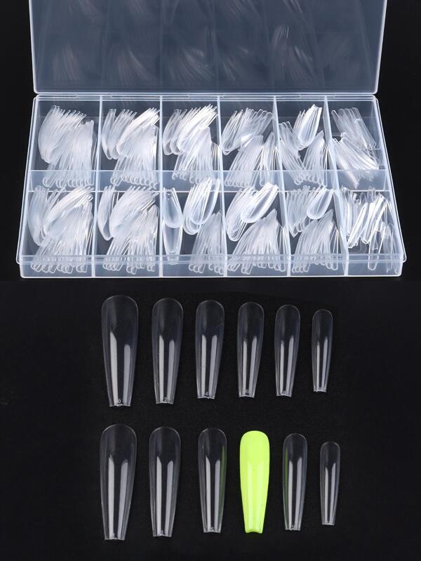 240pcs 3xl Extra Long Clear Coffin Shaped Full Cover Artificial False