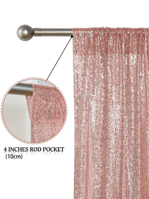 1pc Solid Color Sequin Backdrop Curtain, Modern Polyester Decorative ...
